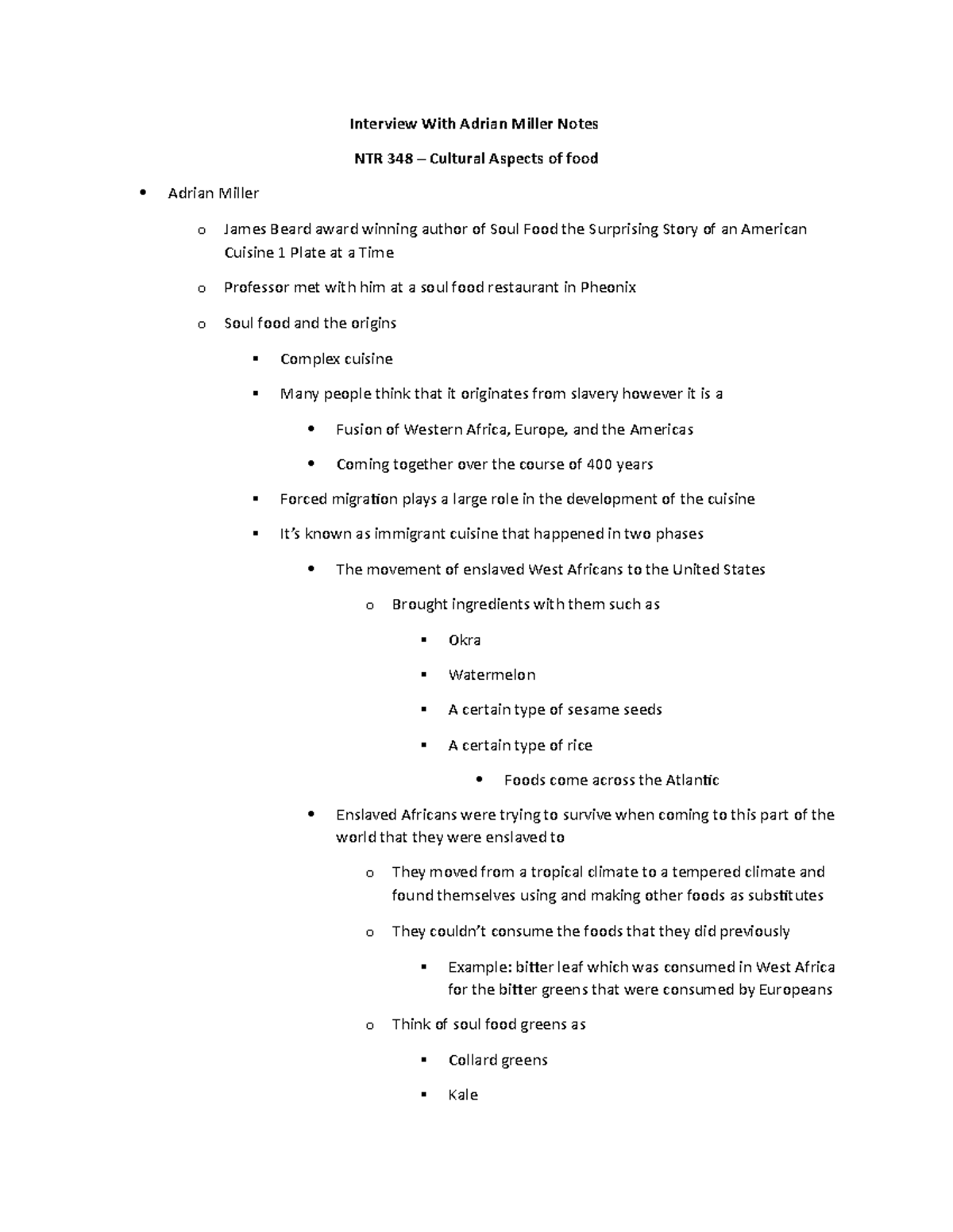 Interview With Adrian Miller Notes - The flavors are much more intense ...