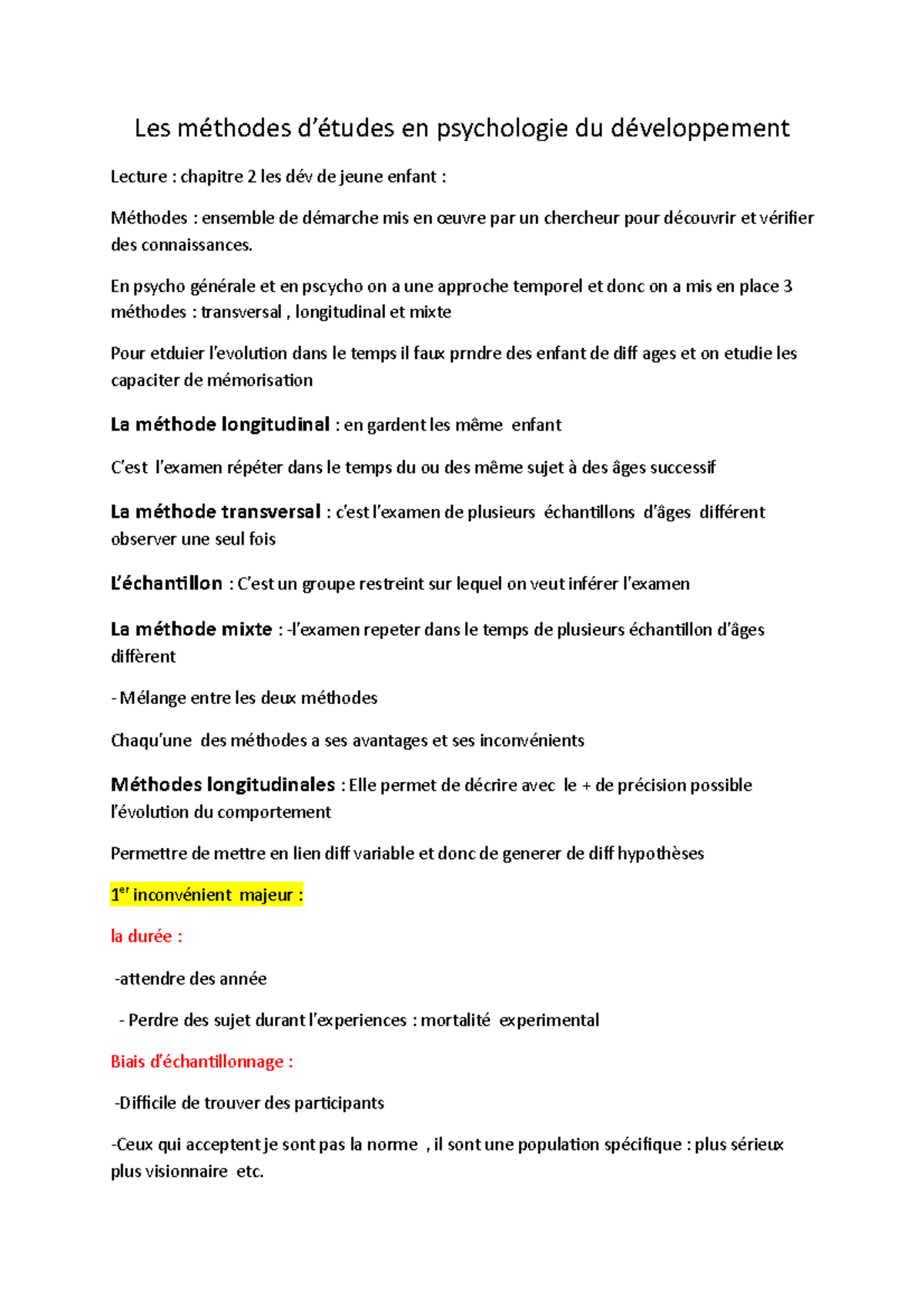 CM 2 - CM 2 - Les méthodes d’études en psychologie du développement Lecture : chapitre 2 les dév ...