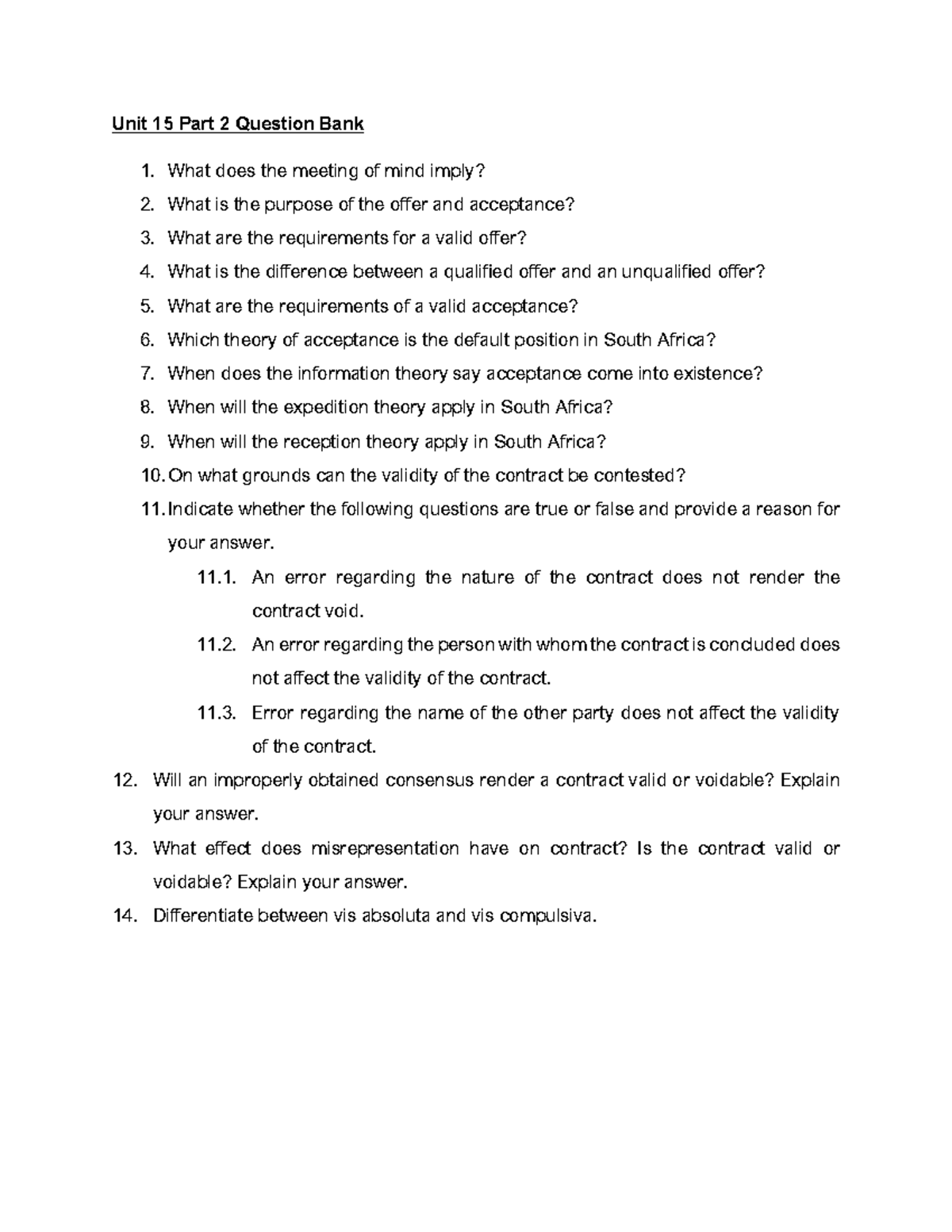 Unit 15 Part 2 Question Bank - Unit 15 Part 2 Question Bank 1. What ...