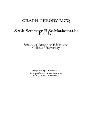 SLM- Maths-Graph theory - GRAPH THEORY [MTS6 B14 (E01)] VI SEMESTER ####### ELECTIVE COURSE B ...