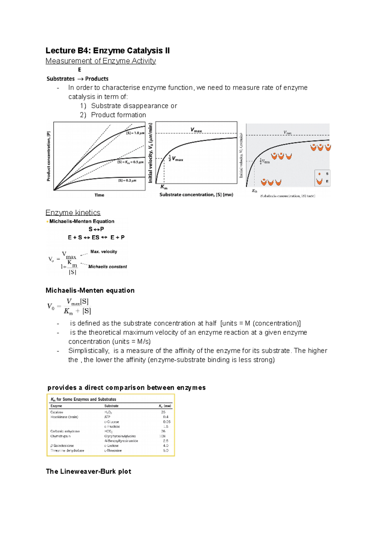 Lect b4 - enzyme catalysis II - Lecture B4: Enzyme Catalysis II Measurement of Enzyme Activity ...