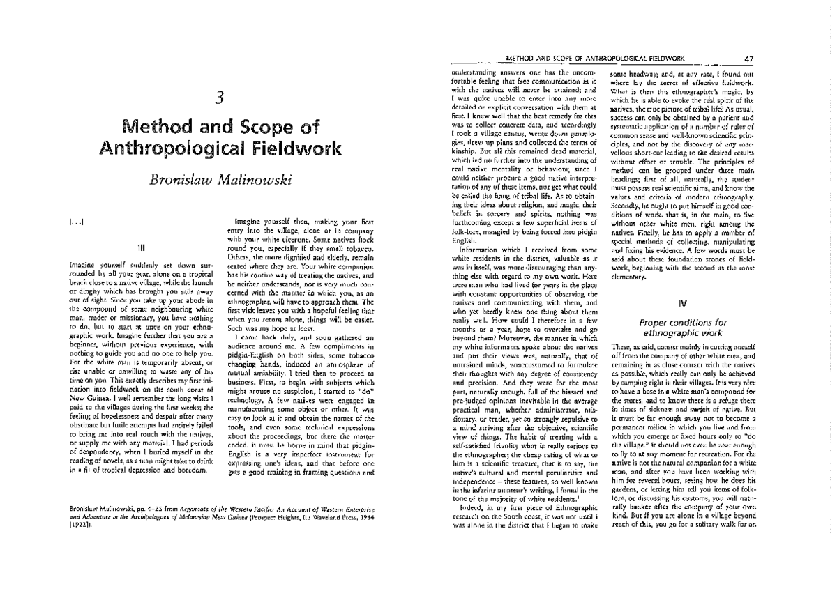 Malinowski 1922-2 - Additional reading for Soc131 - METHOD AND SCOPE OF ...