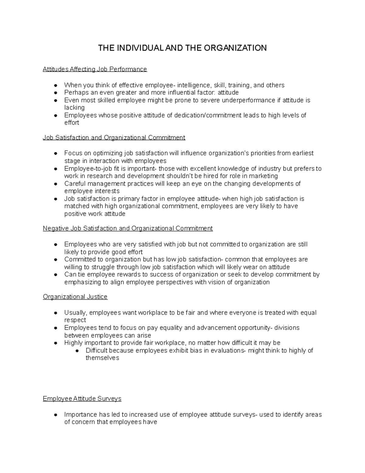 BUS 200 Notes The Individual and the Organization Part 2 - THE ...