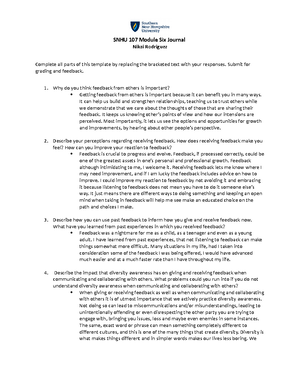 SNHU107 - SNHU - Success Strategies for Online Learning - Studocu