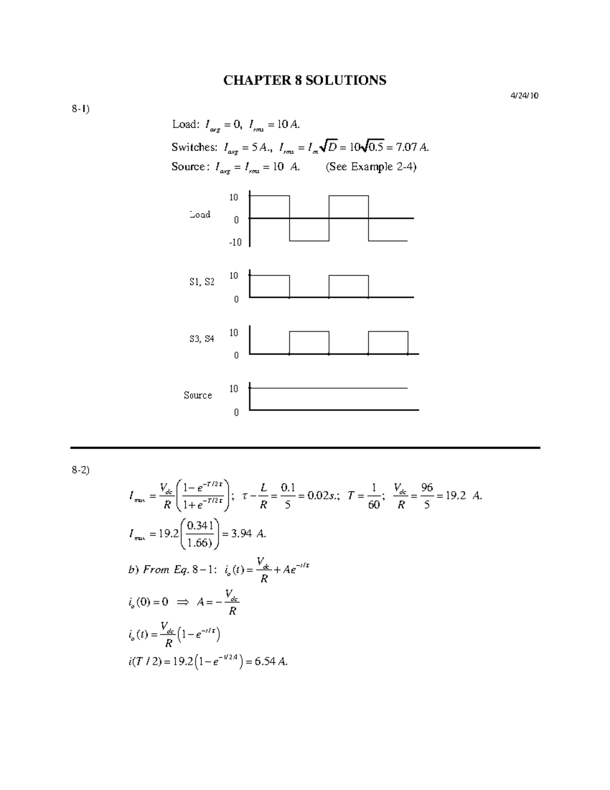 Toaz - Power electronics daniel hart chapter 8 solutions - CHAPTER 8 ... Toaz - Power electronics daniel hart chapter 8 solutions - CHAPTER 8 ...