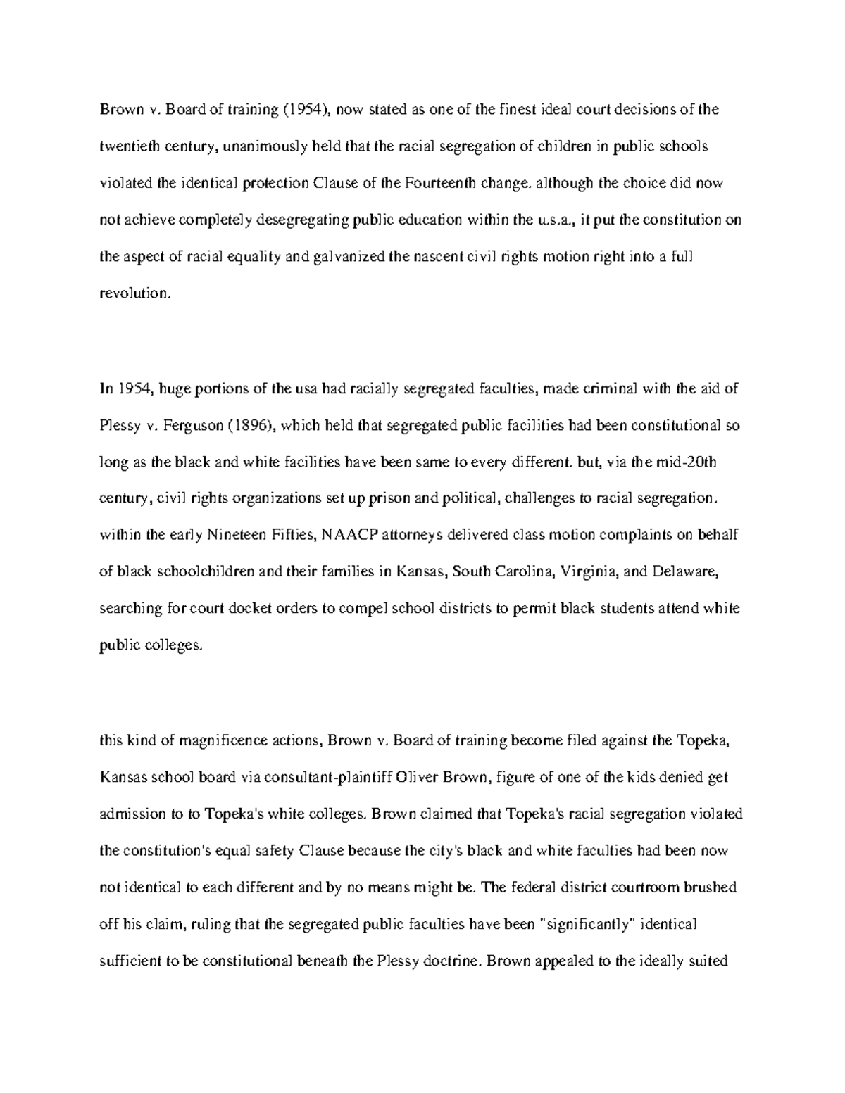 Brown v. Board of Education (1954) - Brown v. Board of training (1954 ...