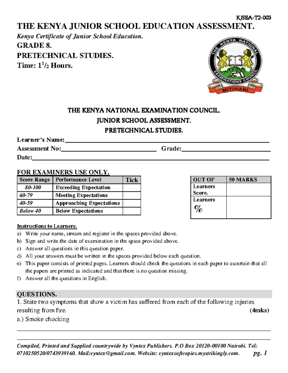 Kjsea G8-T2-003 Pre-Technical Studies - Compiled, Printed and Supplied ...