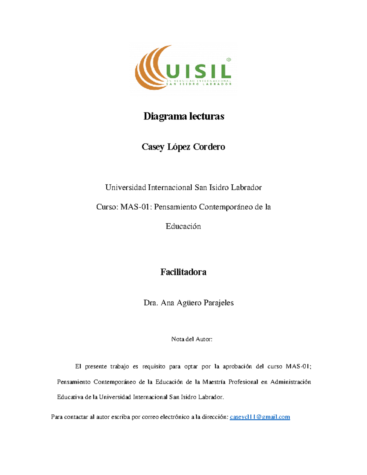 Diagrama lecturas - Diagrama lecturas Casey López Cordero Universidad ...