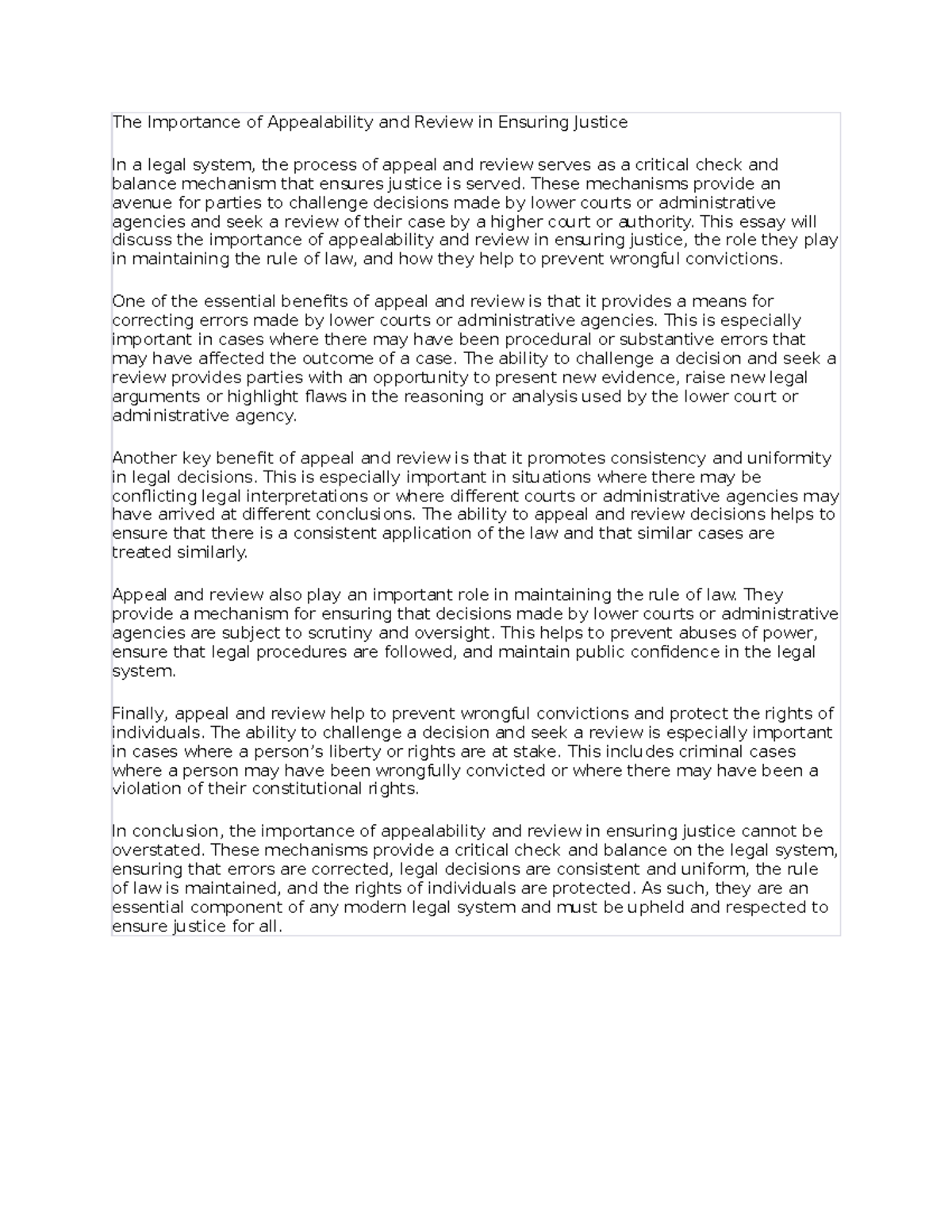 The Importance of Appealability and Review in Ensuring Justice - These ...