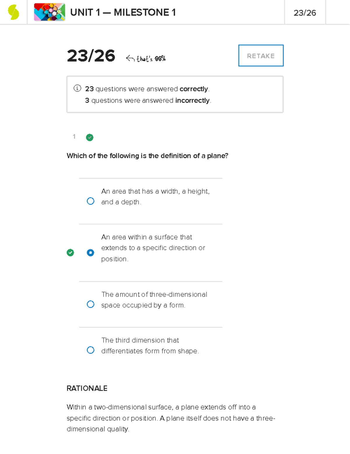 Unit 1 - visual communications - 1 23 / 26 that's 88% RETAKE 23 ...