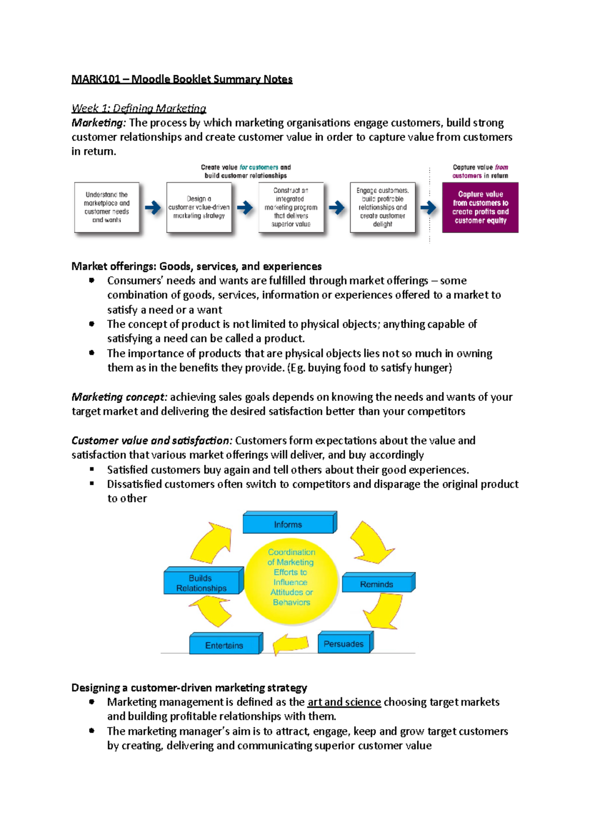 MARK101 – Moodle Booklet Summary Notes - MARK101 - UOW - Studocu