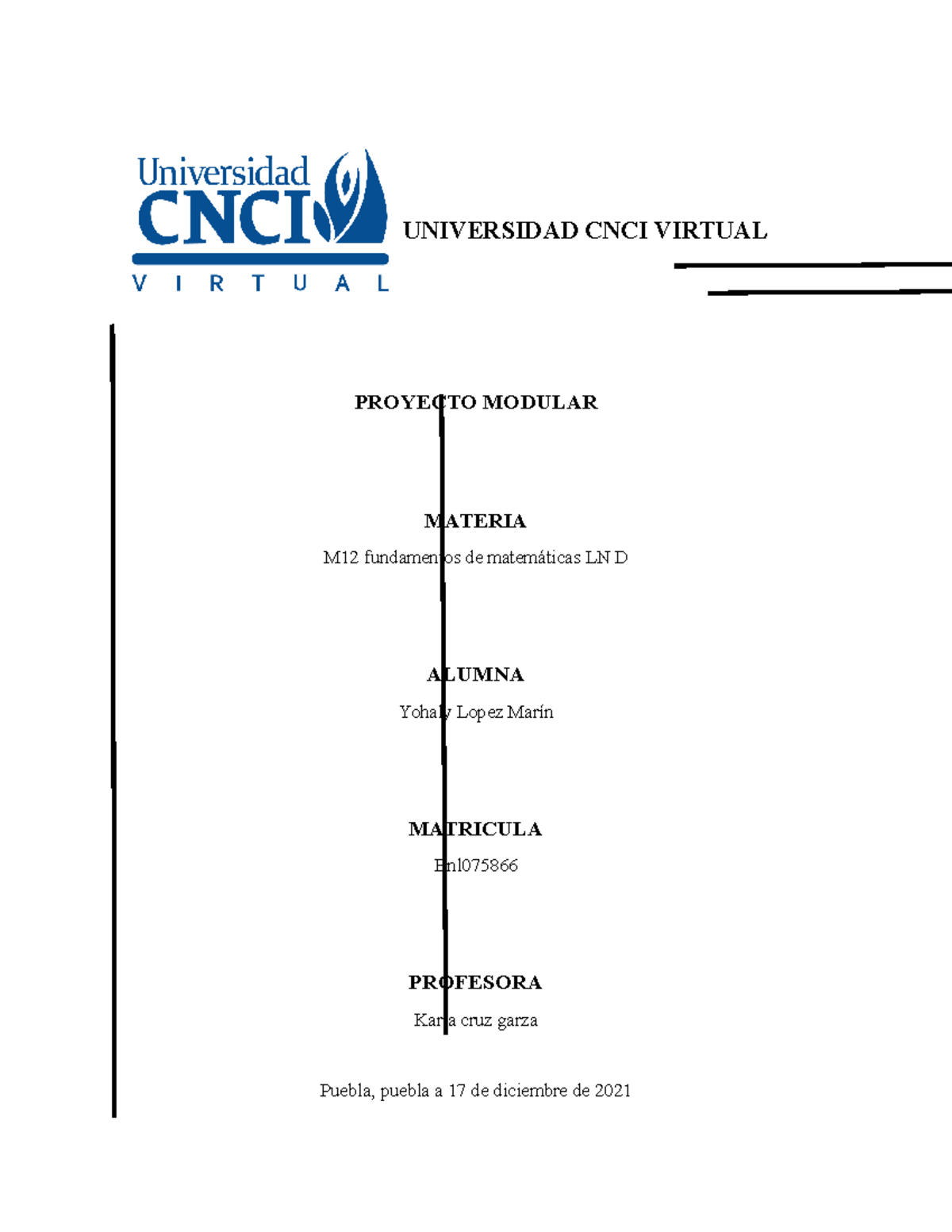 Fundamentos Proyecto Modular - UNIVERSIDAD CNCI VIRTUAL PROYECTO MODULAR MATERIA M12 fundamentos ...
