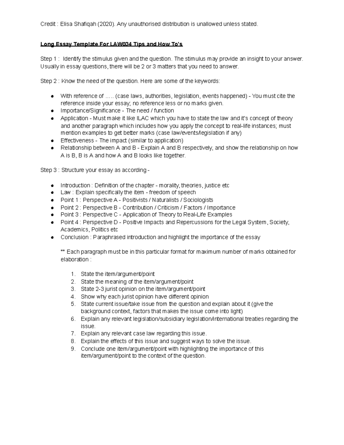 Long Essay Template For LAW034 Tips and How Tos - Google Docs ...