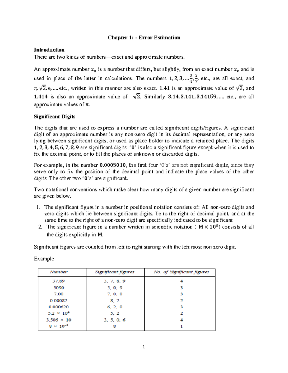 Ch-1 Error Estimation - Summary Physics freshman course - Chapter 1 ...
