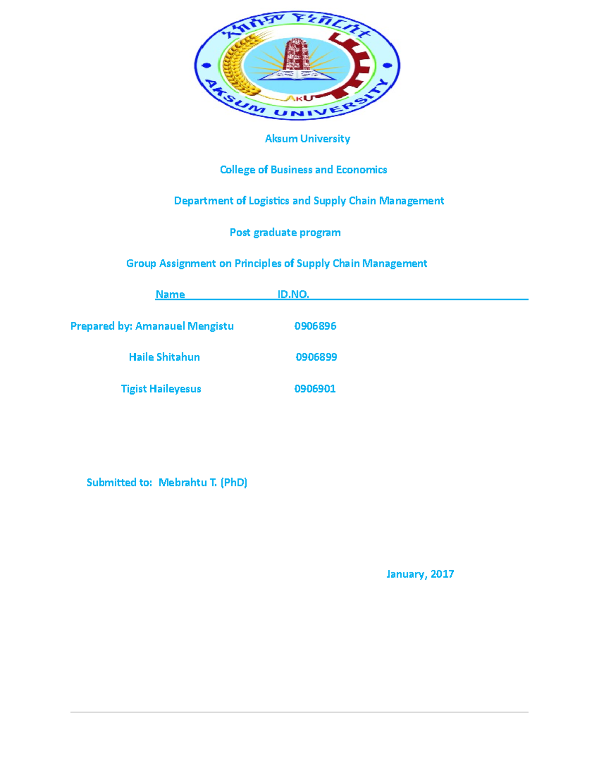 SCM Assignment - this is a term paper on supply chain management ...