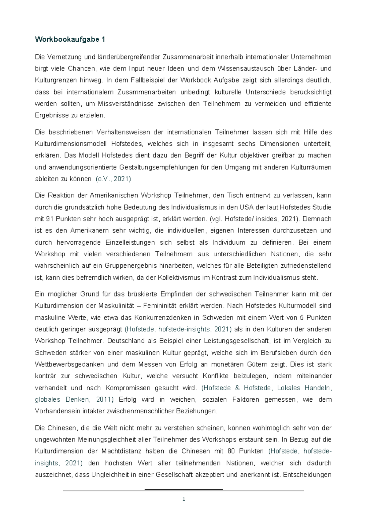 Workbook Aufgabe 1 - Psychologische Modelle nach den ersten Autoren 1.2 - Workbookaufgabe 1 Die ...