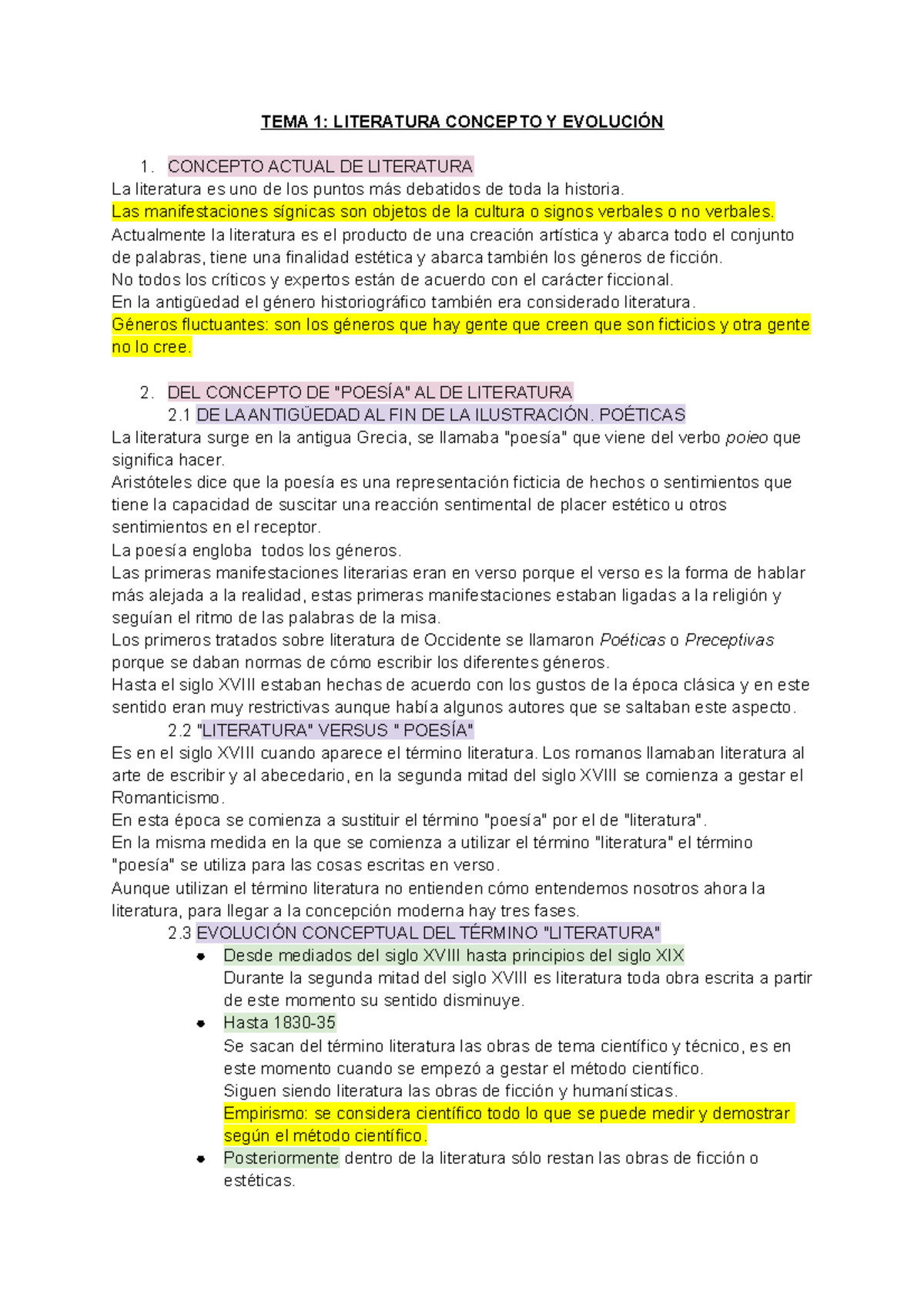 TEMA 1 Literatura Concepto Y Evolución - TEMA 1: LITERATURA CONCEPTO Y ...