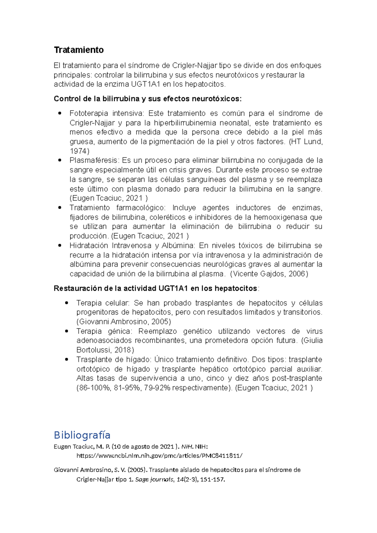 Tratamiento Crigler-Najjar - Tratamiento El tratamiento para el ...