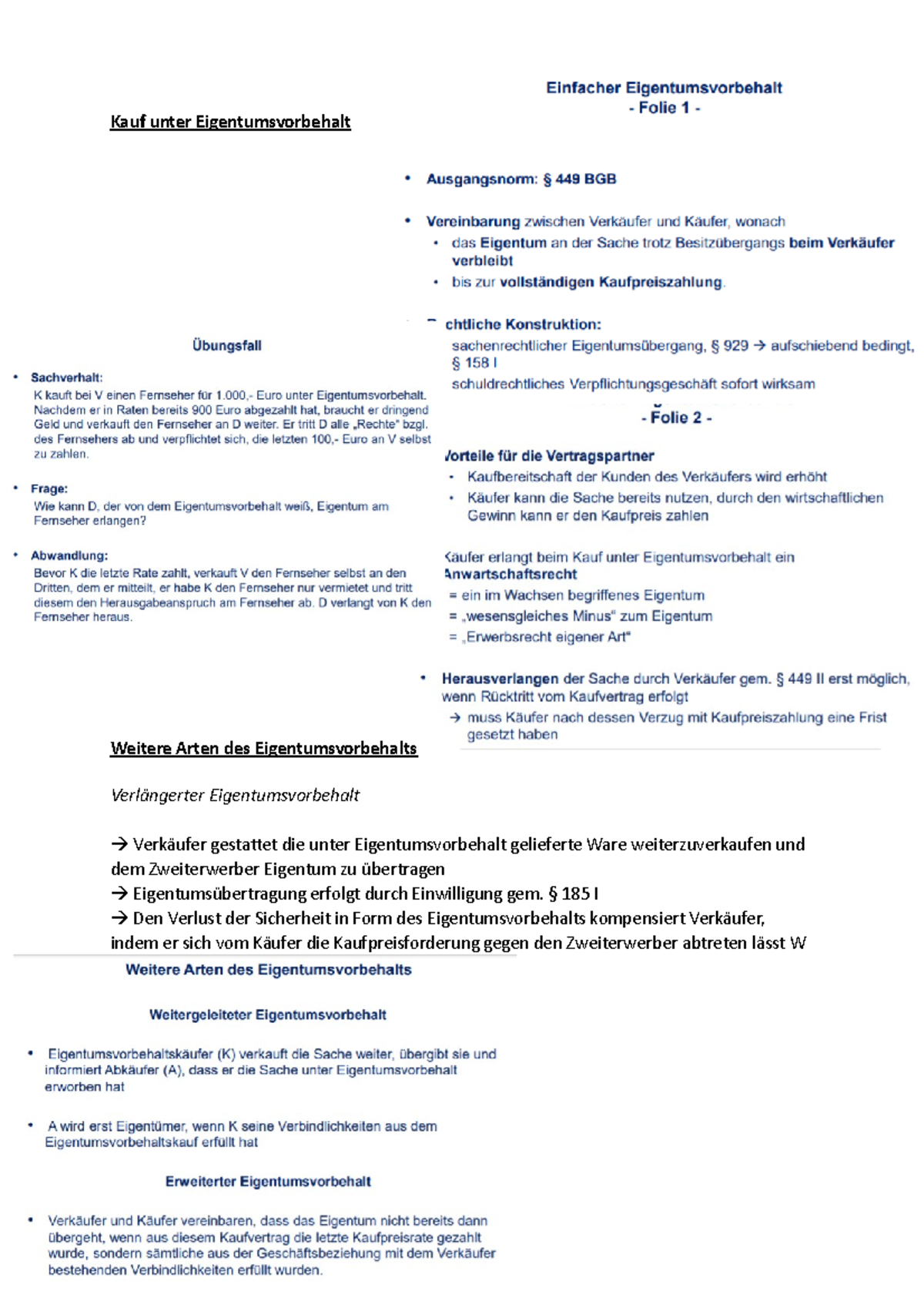Vorlesung 8 2.0 - Kauf unter Eigentumsvorbehalt - Kauf unter ...