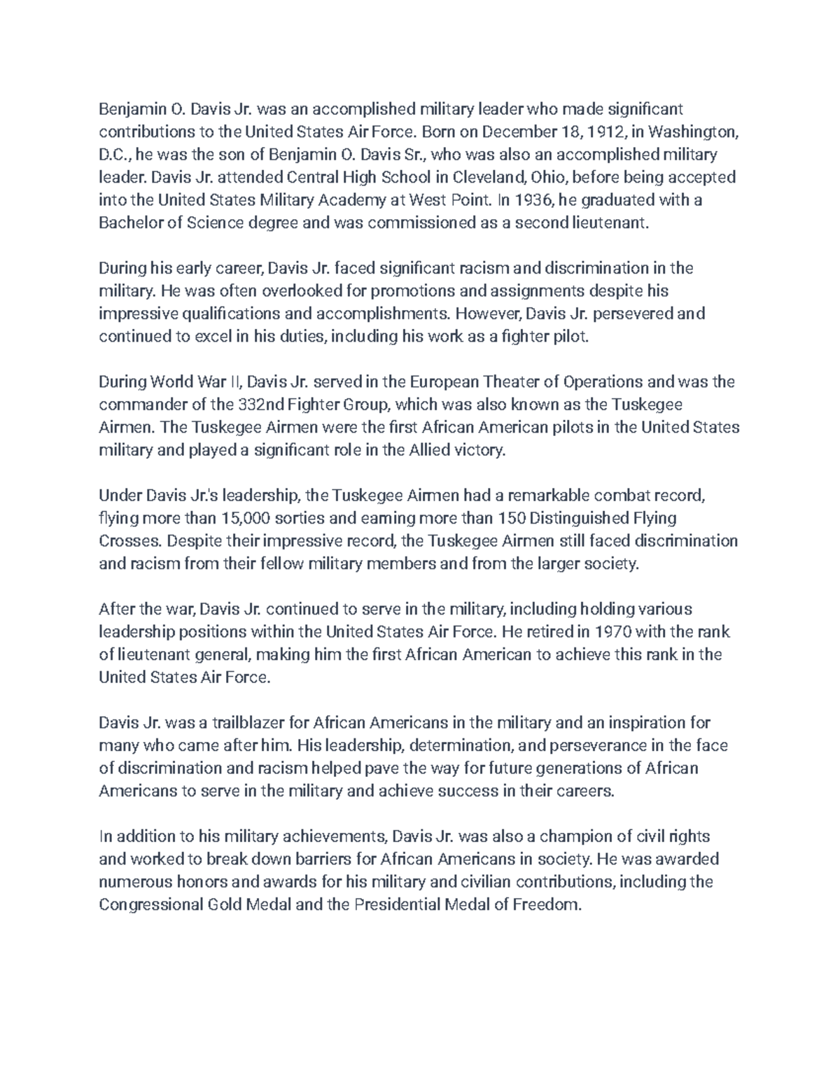 Benjamin O Davis Jr - Benjamin O. Davis Jr. was an accomplished ...