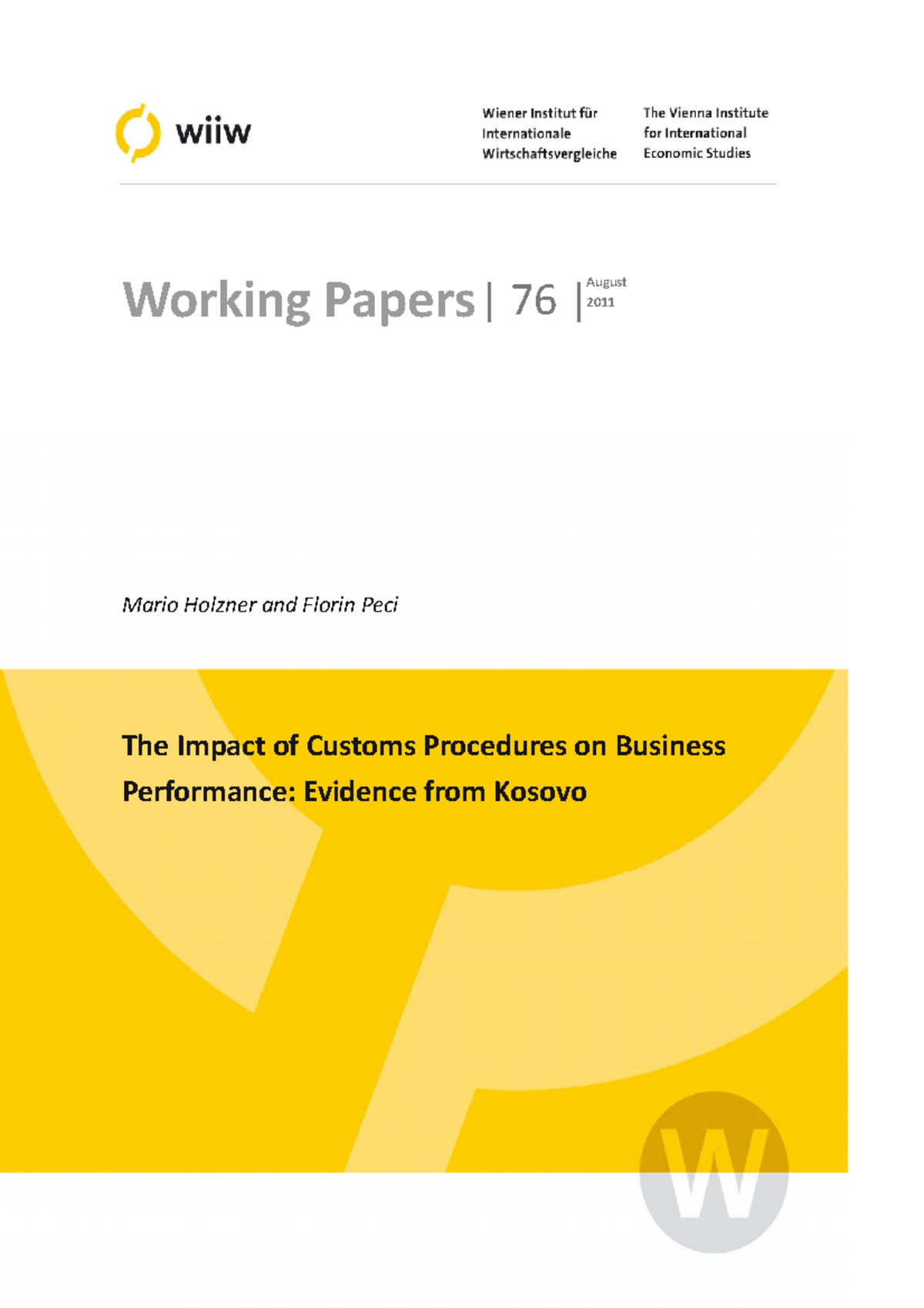 The impact of customs procedures on business performance - Working ...