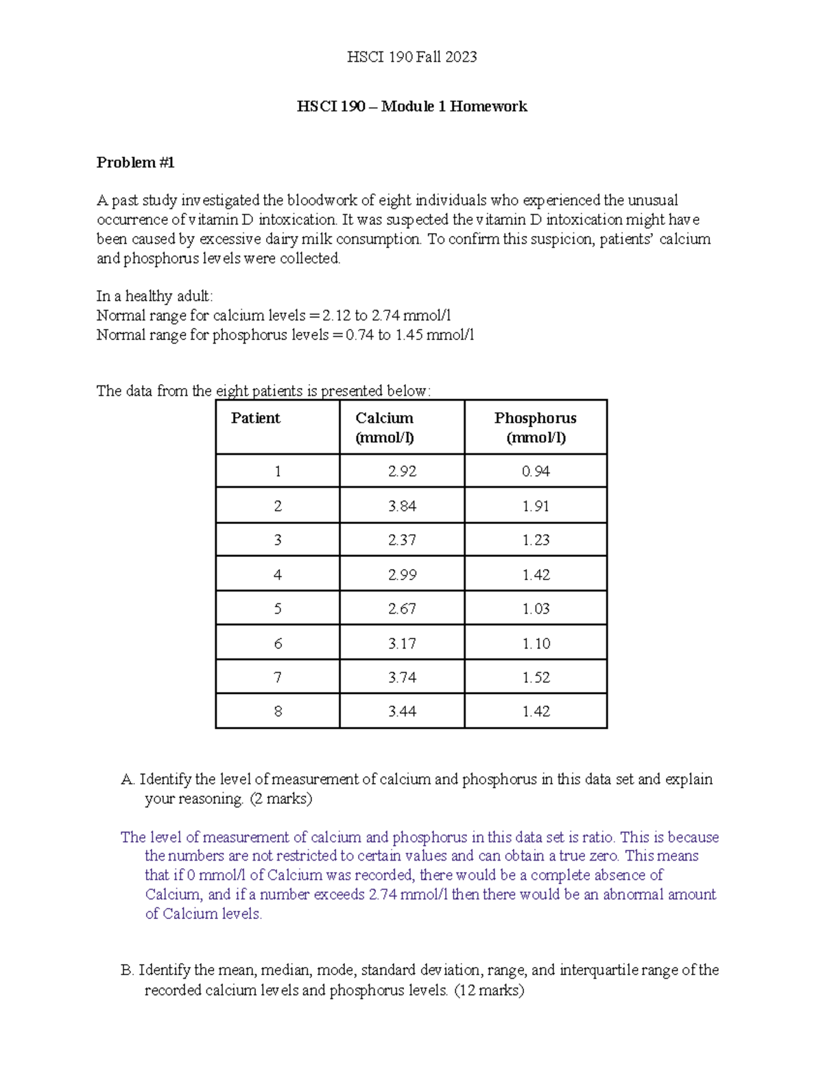 F23 - Module 01 HW - HSCI 190 Fall 2023 HSCI 190 – Module 1 Homework Problem A past study - Studocu
