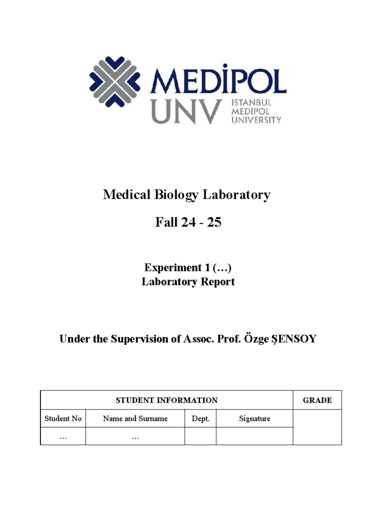 Medical biology lab report template - Medical Biology Laboratory Fall ...