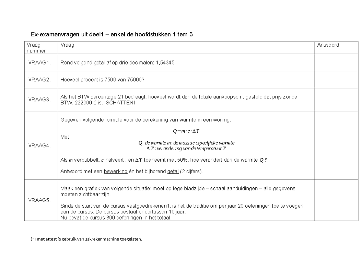 Ex-examenvragen deel1 - hoofdstukken 1-5 - Ex-examenvragen uit deel1 ...