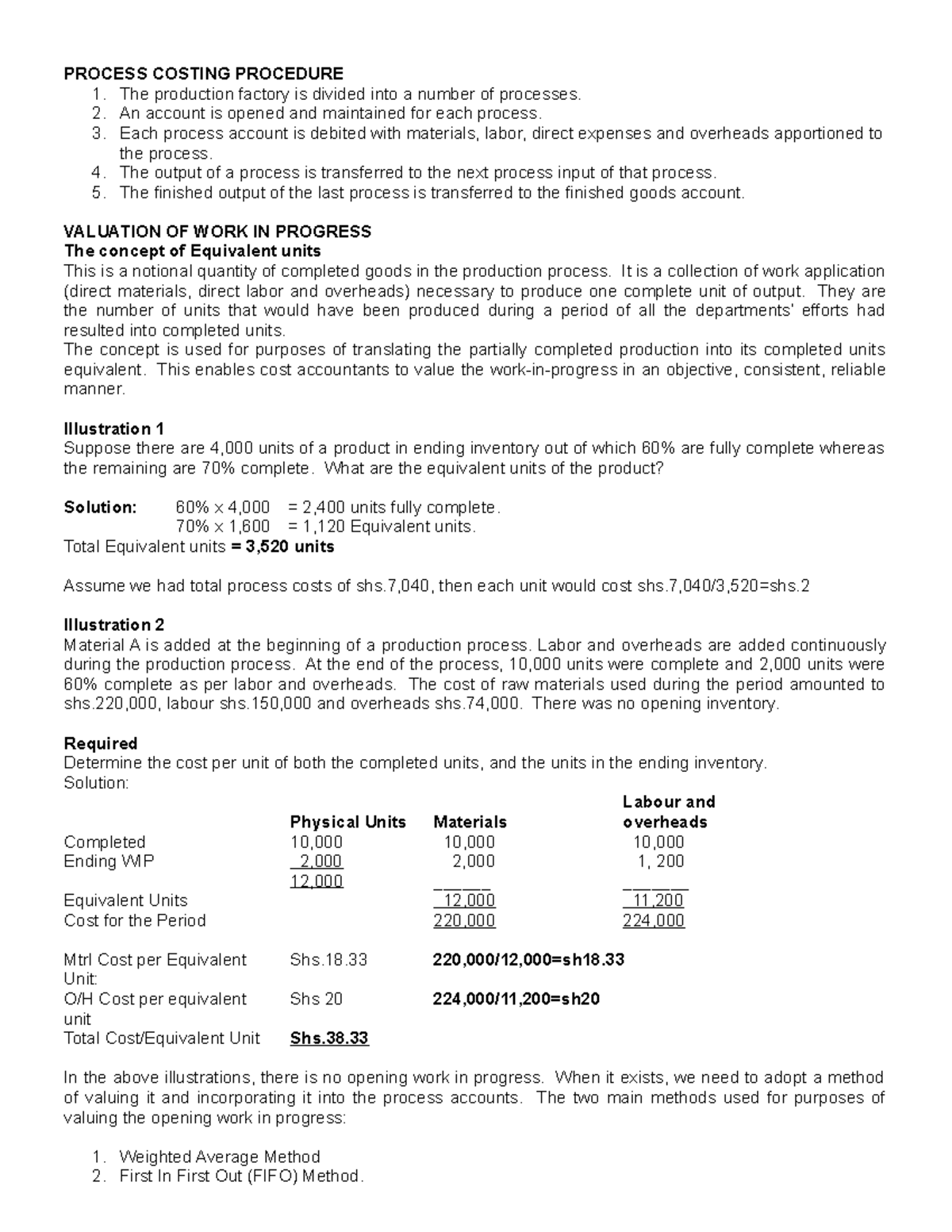 Topic 6 Advanced Process Costing-1 - PROCESS COSTING PROCEDURE The ...