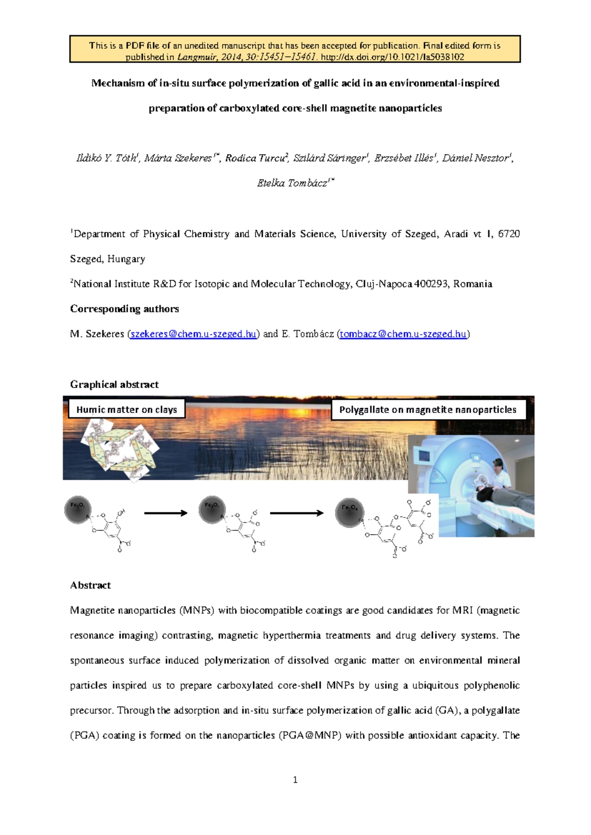 Mechanism of in-situ surface polymerization of gallic acid in an ...