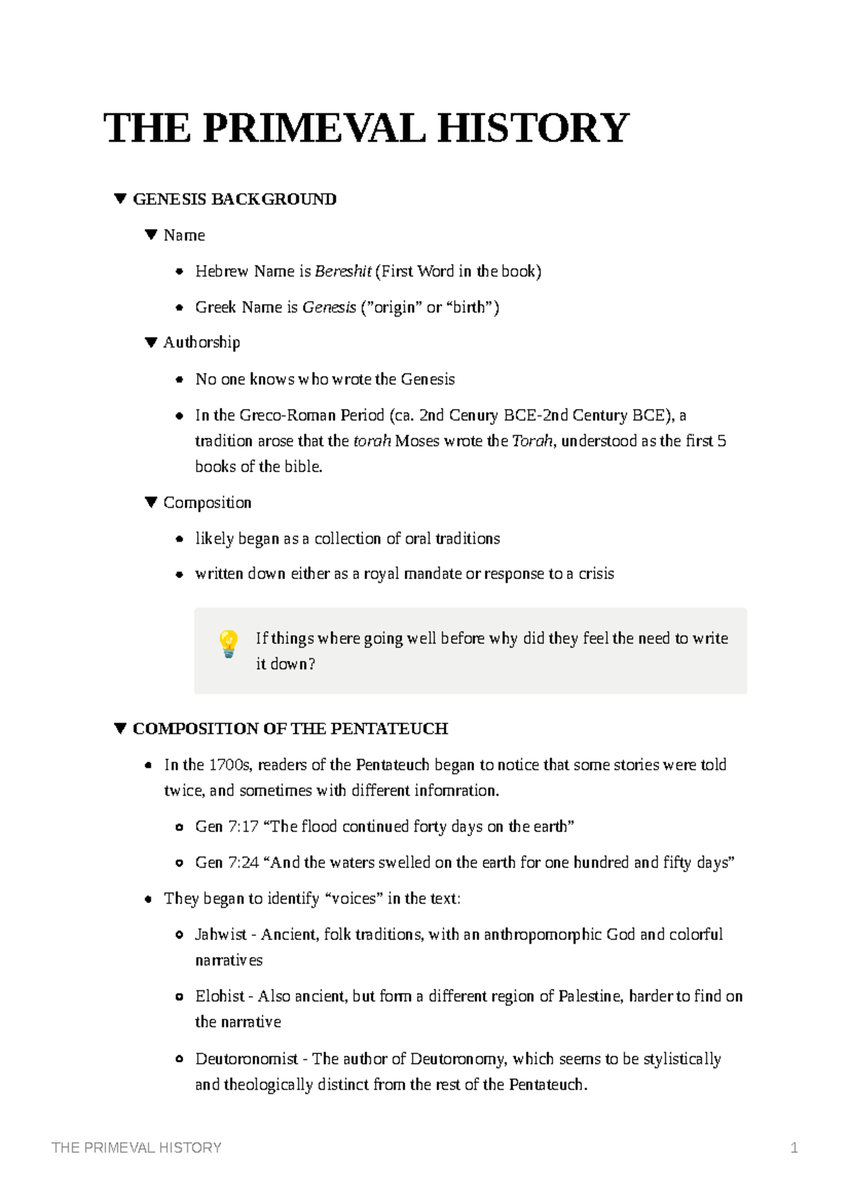 The Primeval History - THE PRIMEVAL HISTORY 1 THE PRIMEVAL HISTORY ...