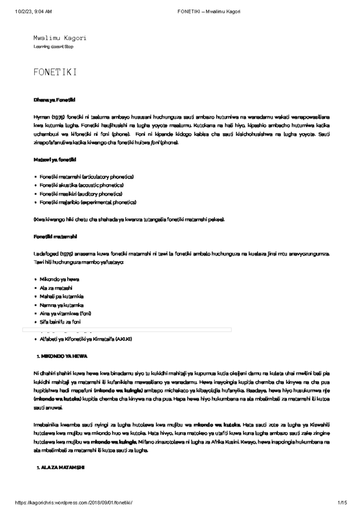 Fonetiki – Mwalimu Kagori - Mwalimu Kagori Learning doesnt Stop ...