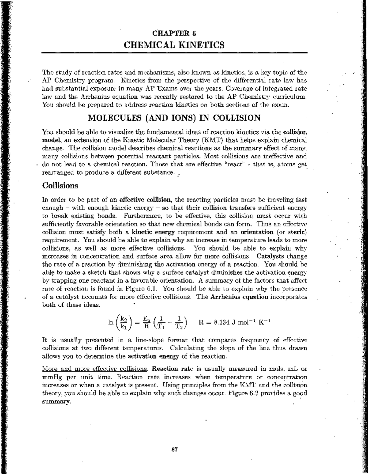 AP Chem Review Workbook Chapter 6 Kinetics - CHAPTER 6 CHEMICAL ...