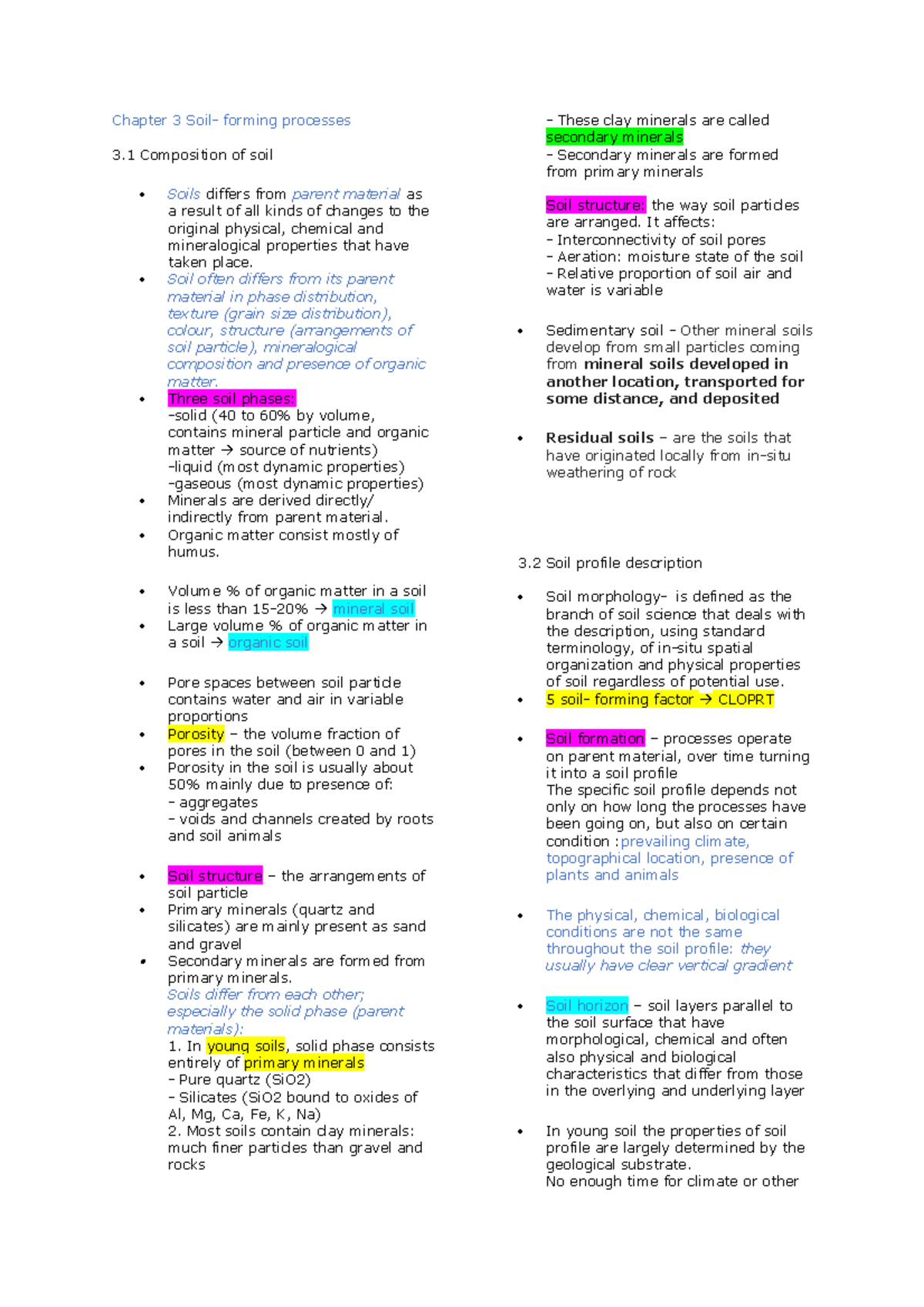 Chapter 3 Soil - notes - Chapter 3 Soil- forming processes 3 ...