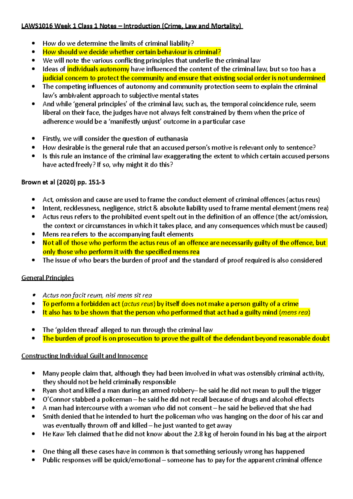 Week 1 Class 1 Notes - LAWS1016 Week 1 Class 1 Notes – Introduction ...