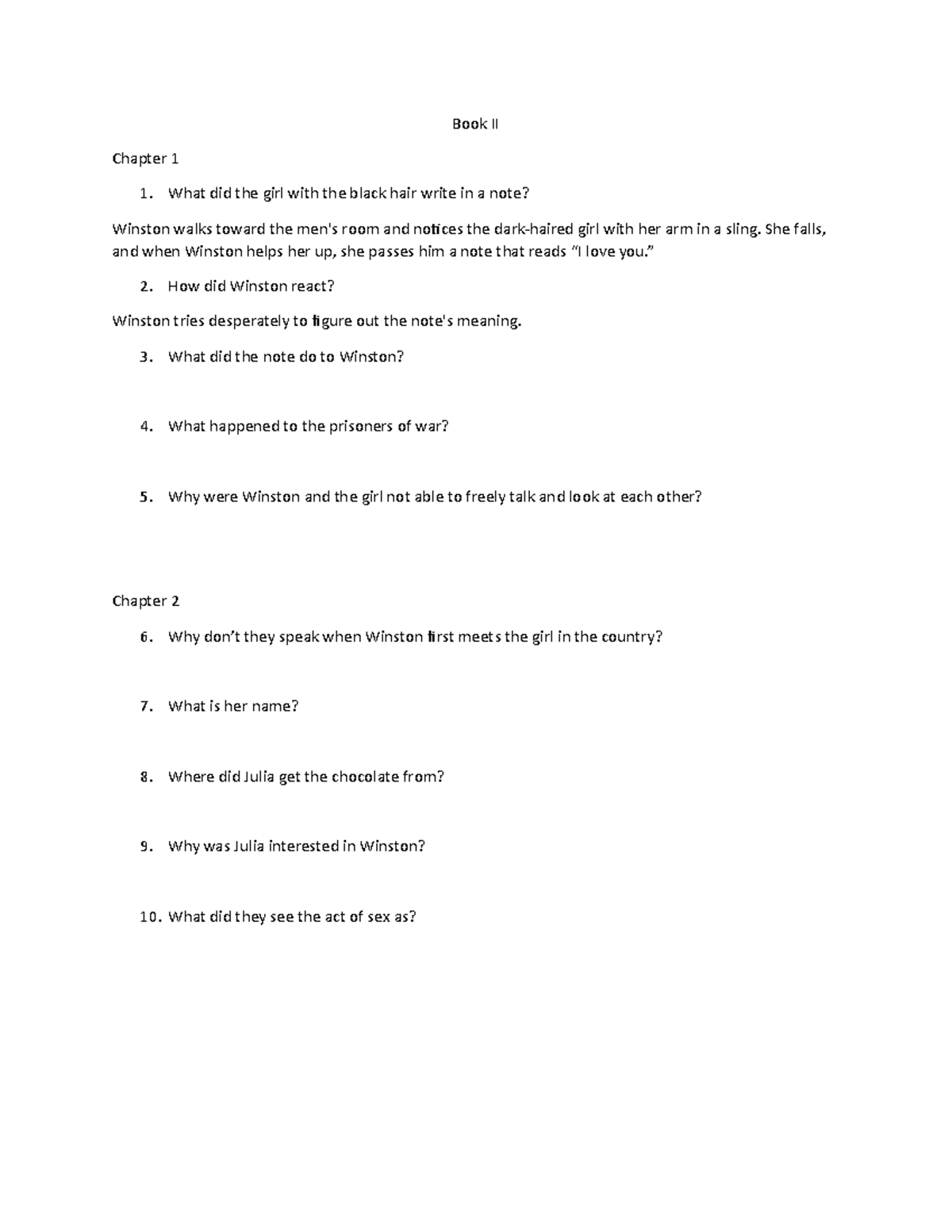 1984 Book II Questions Chapter 1 2 Chapter 1 Book II Winston Walks
