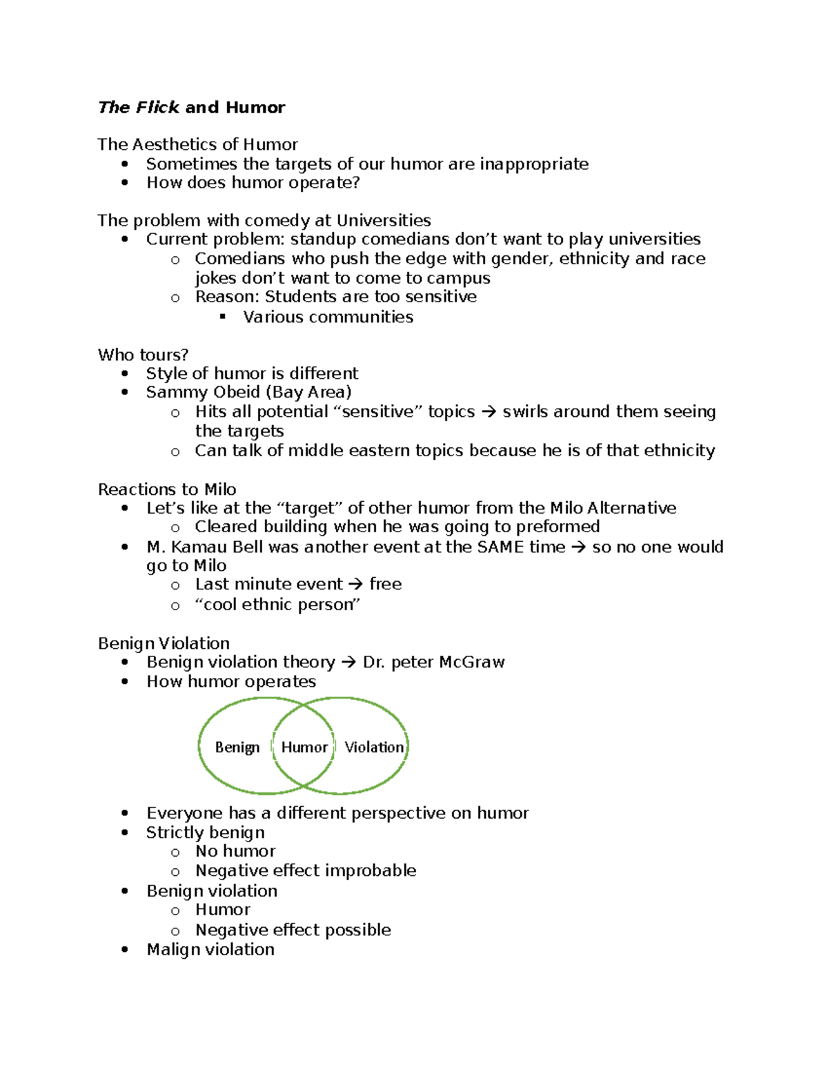 Lecture Humor - The Flick and Humor The Aesthetics of Humor Sometimes ...