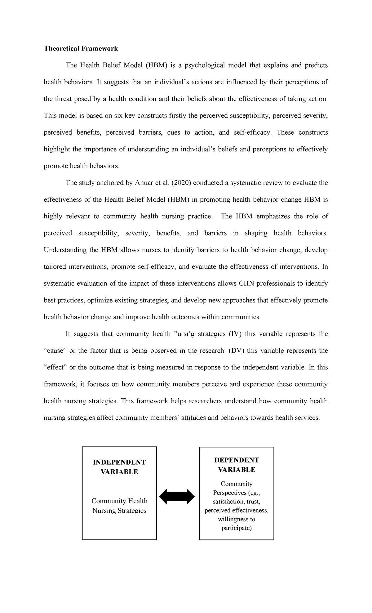 TF - RESEARCH - Theoretical Framework The Health Belief Model (HBM) is ...