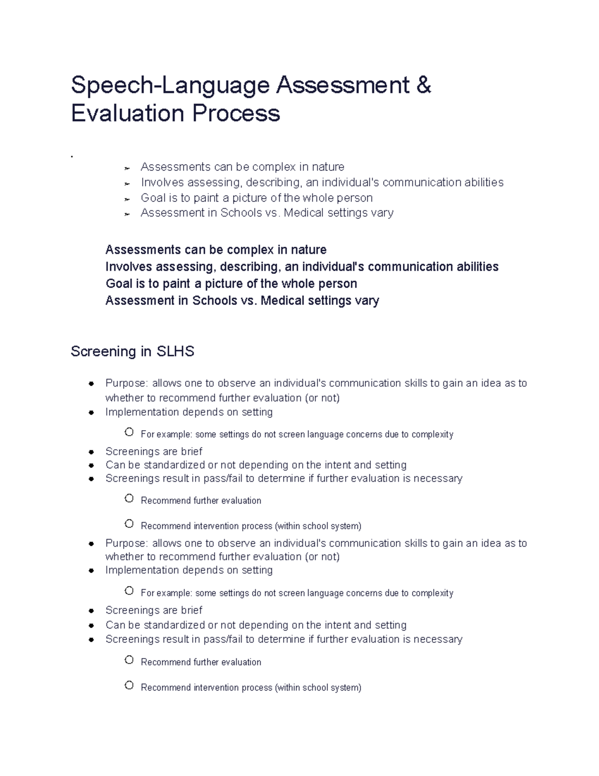 Assessments and Screenings - Speech-Language Assessment & Evaluation ...