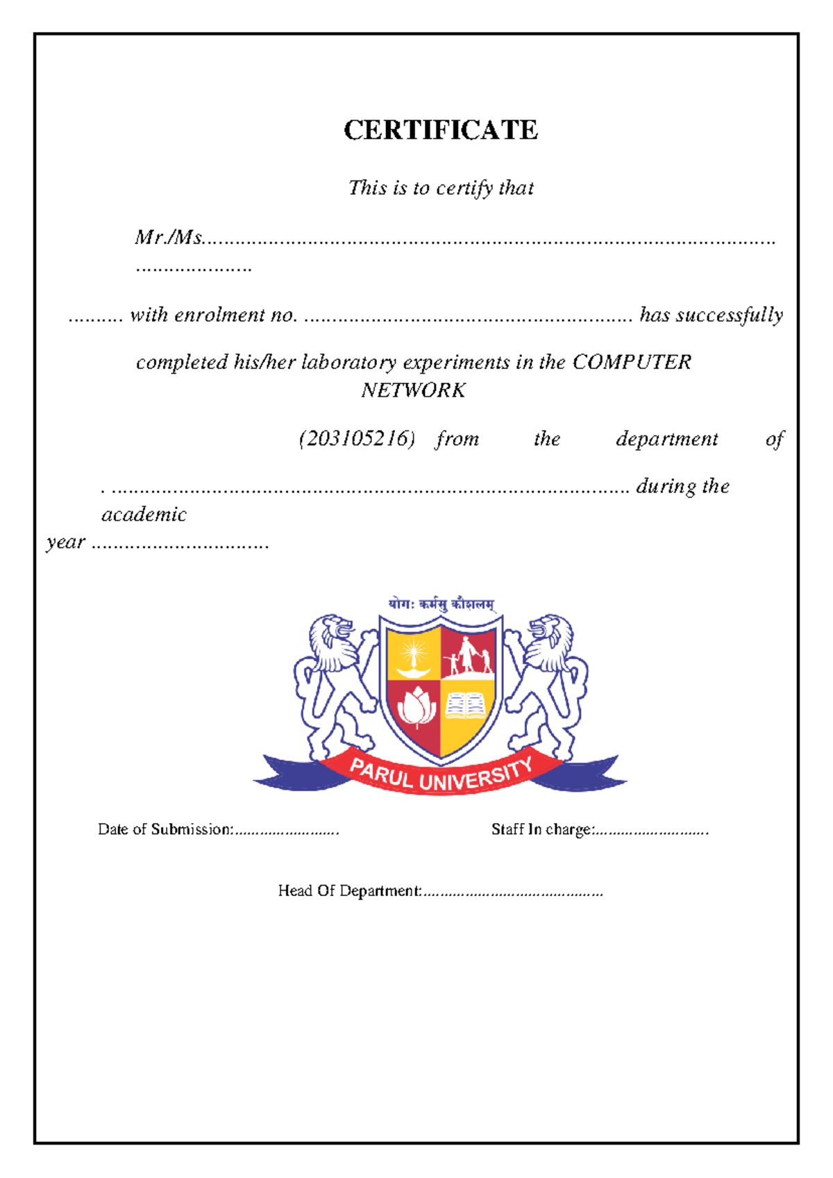 Computer Networks Practical - CERTIFICATE This is to certify that - Studocu