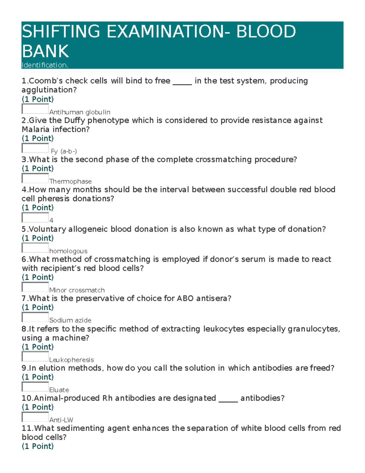 Blood Banking Notes - SHIFTING EXAMINATION- BLOOD BANK Identification ...