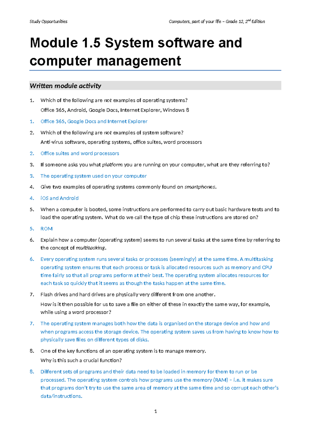 1 5 System Software Comp Man Answers - Module 1 System software and ...