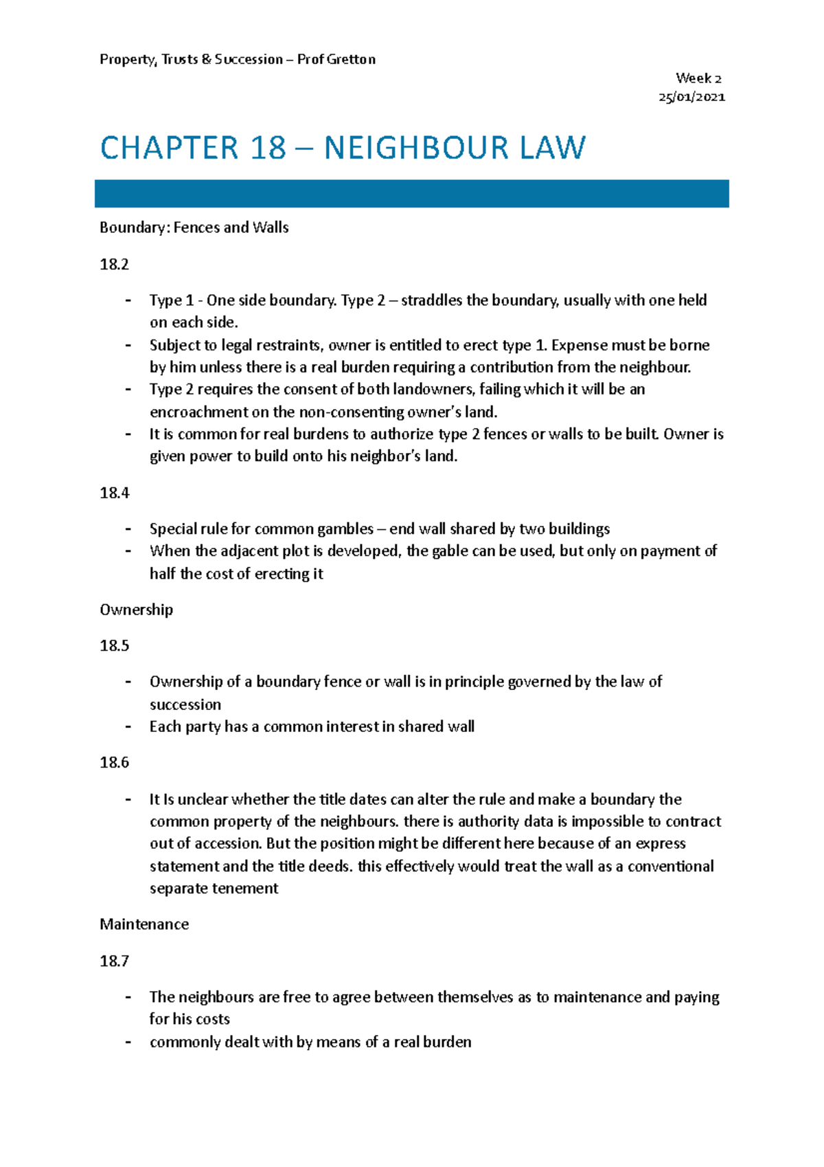 Chapter 18 - Neighbour Law - Property, Trusts & Succession – Prof ...