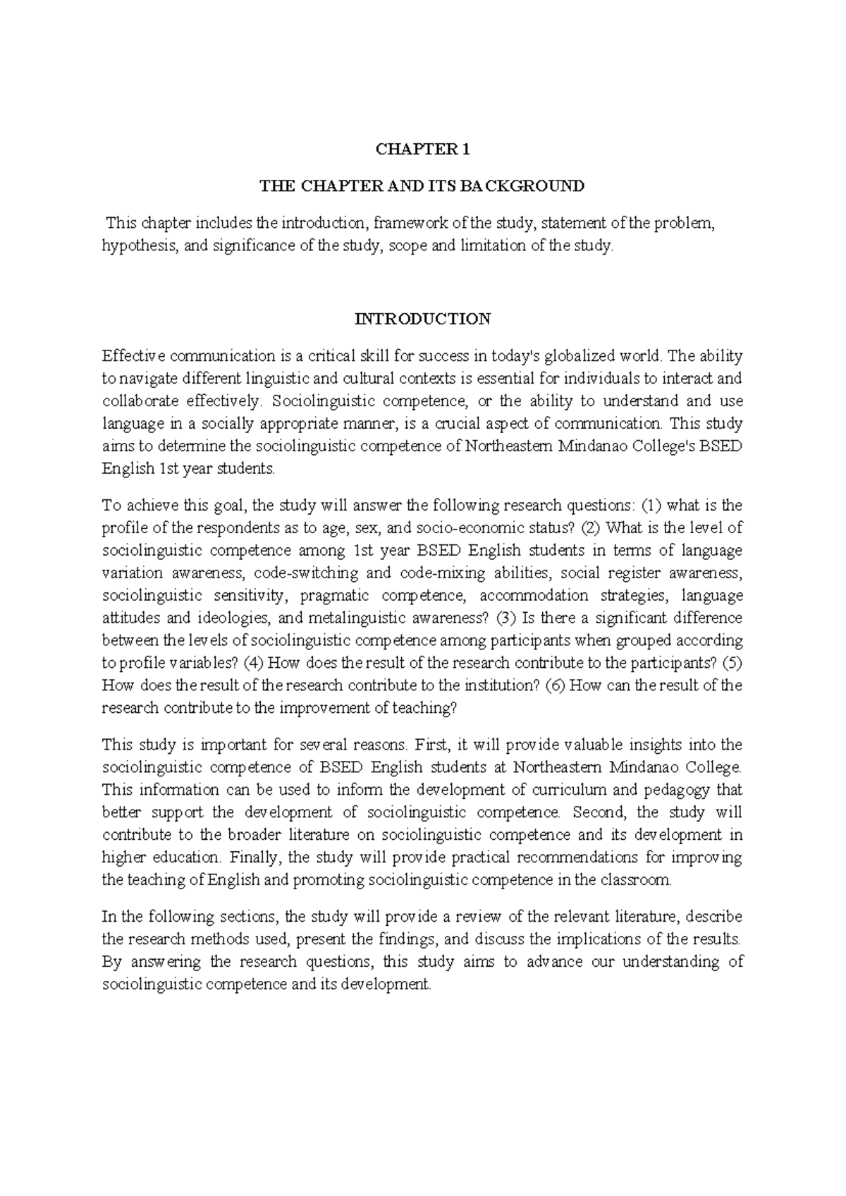 NEW SOP - CHAPTER 1 THE CHAPTER AND ITS BACKGROUND This chapter ...