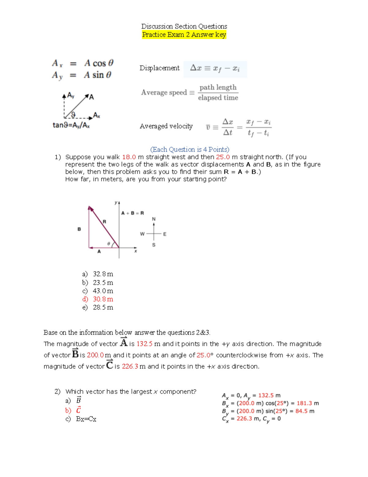 Practice Exam 2 Answer Key (Discussion Section Questions) - Practice ...