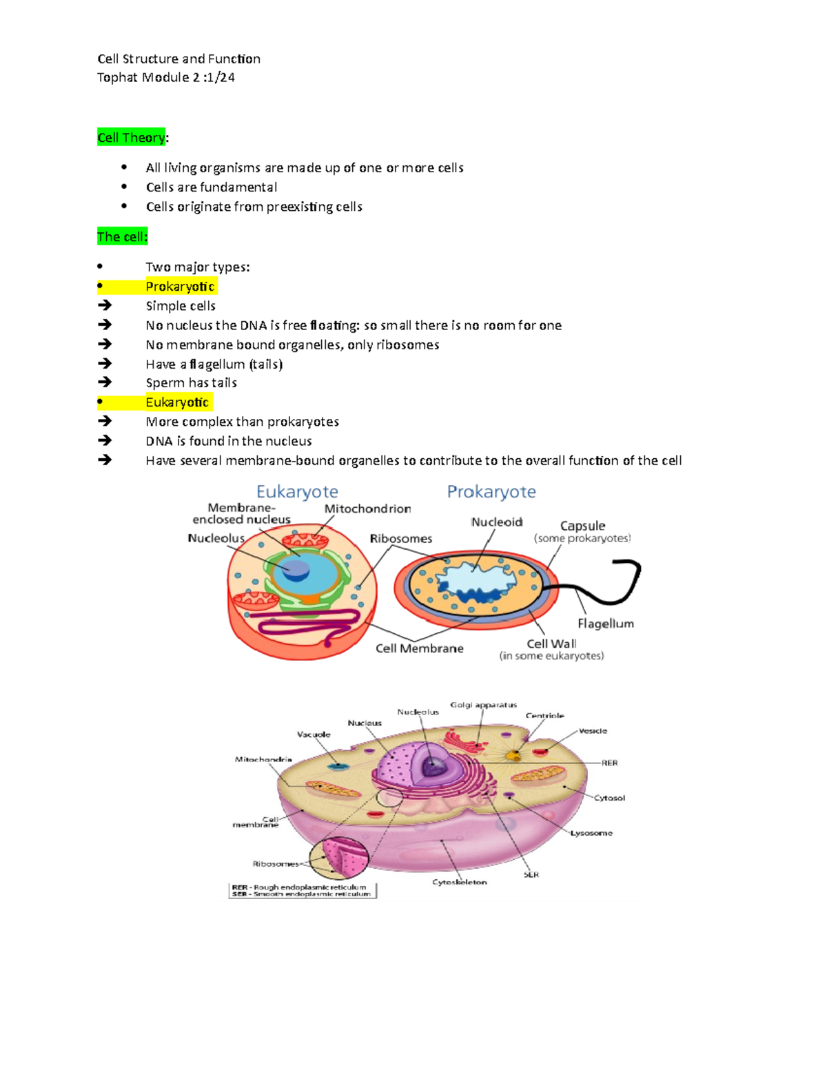 Tophat module 2 lecture notes A^0PLecture - Tophat Module 2 :1/ Cell ...