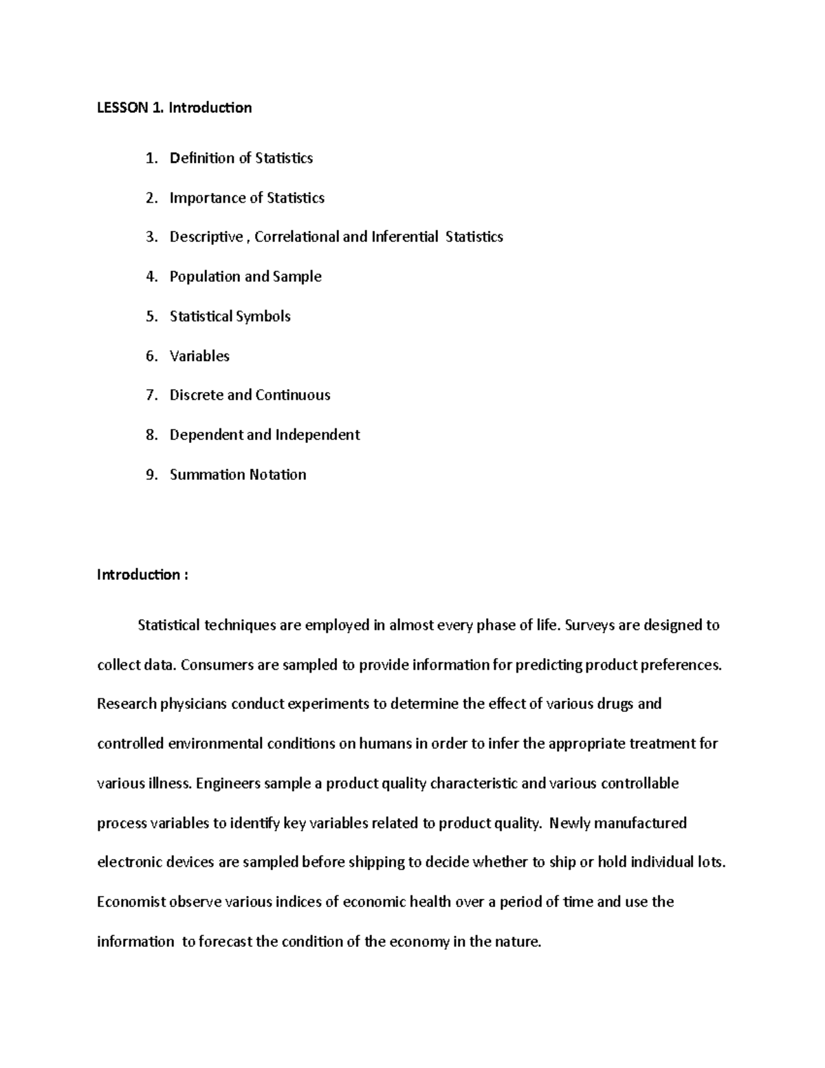 Lesson-1 - BIOSTATISTICS AND EPIDEMIOLOGY - LESSON 1. Introduction ...