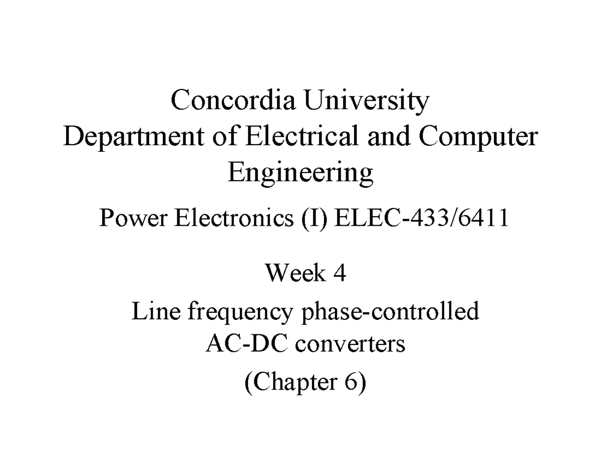 Ac to Dc converters - Concordia University Department of Electrical and ...