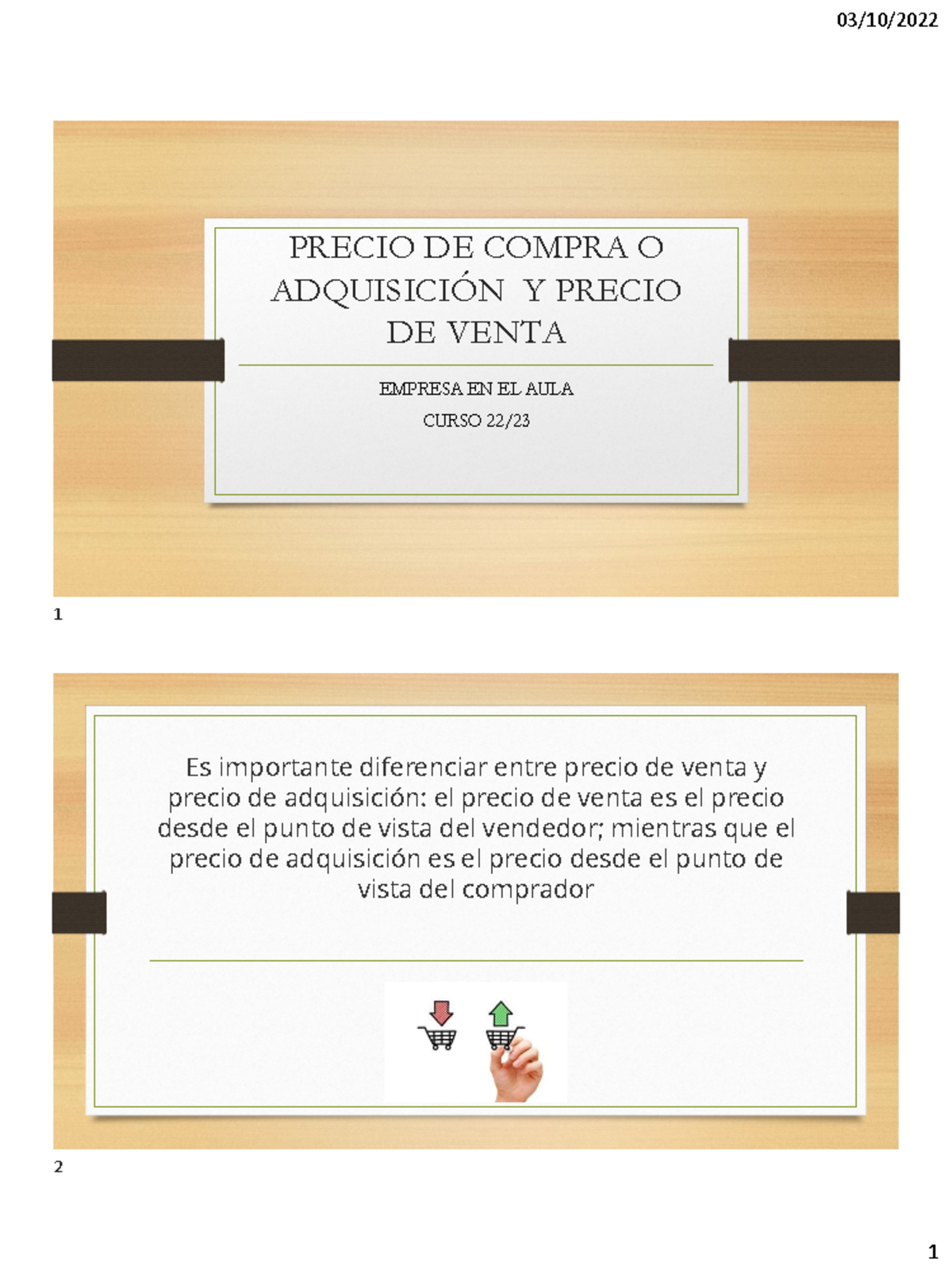 Precio DE Venta Empresa AULA - PRECIO DE COMPRA O ADQUISICI”N Y PRECIO ...