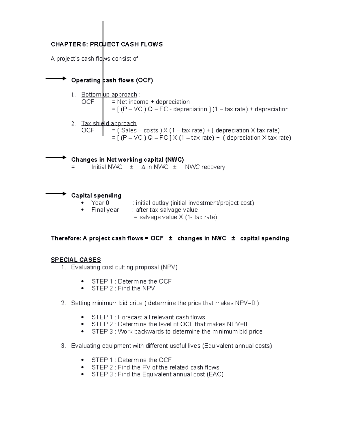 Chapter 6 - Notes ON Projected CASH Flows - CHAPTER 6: PROJECT CASH ...